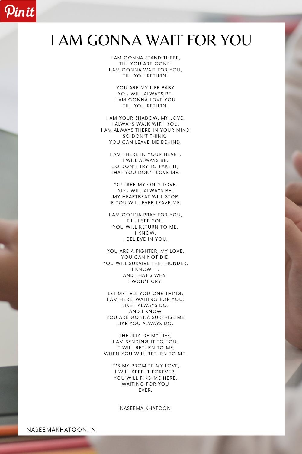 SONG- I AM GONNA WAIT FOR YOU - NASEEMA KHATOON